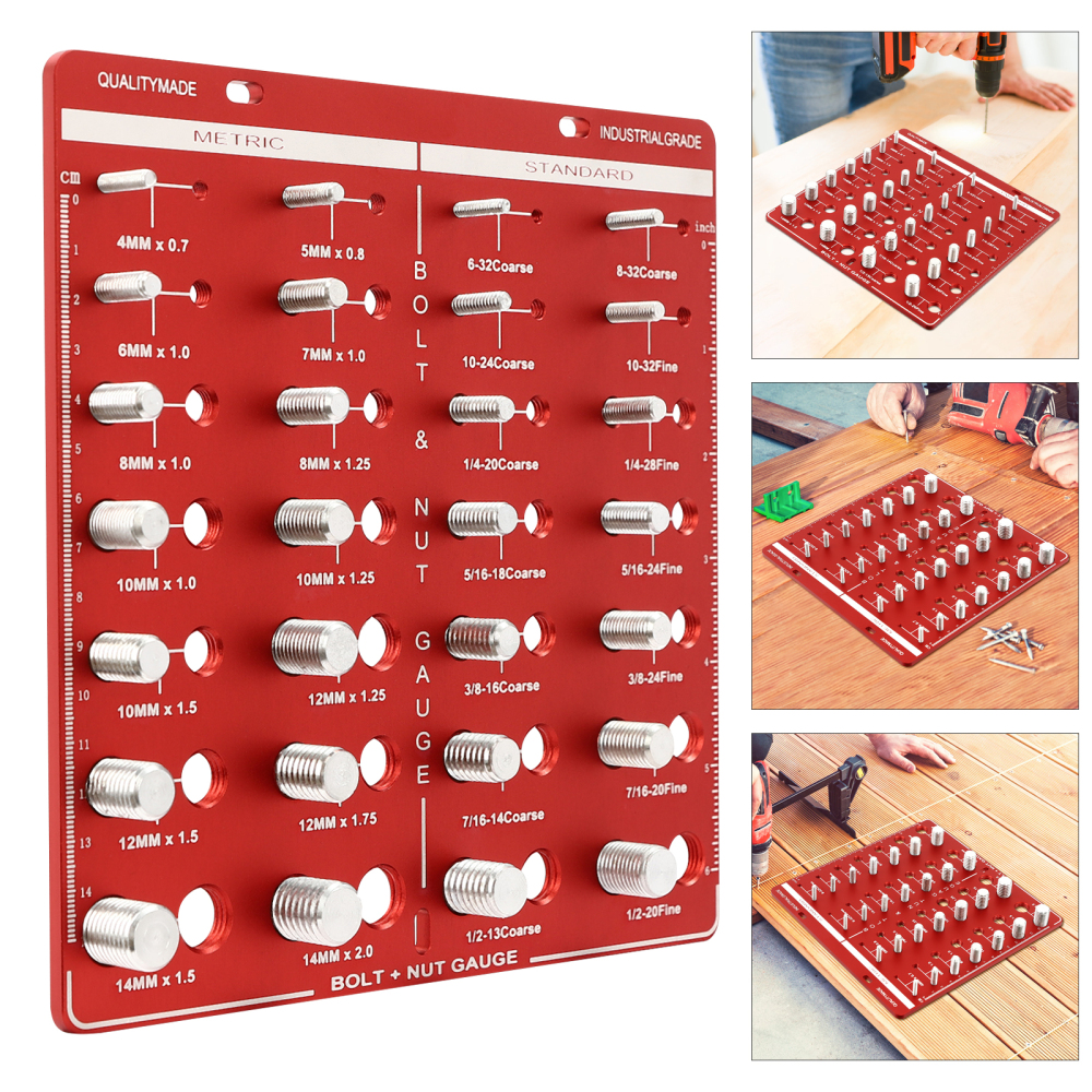 Nut and Bolt Thread Checker, Thread Identifier Gauge Inch and Metric ...