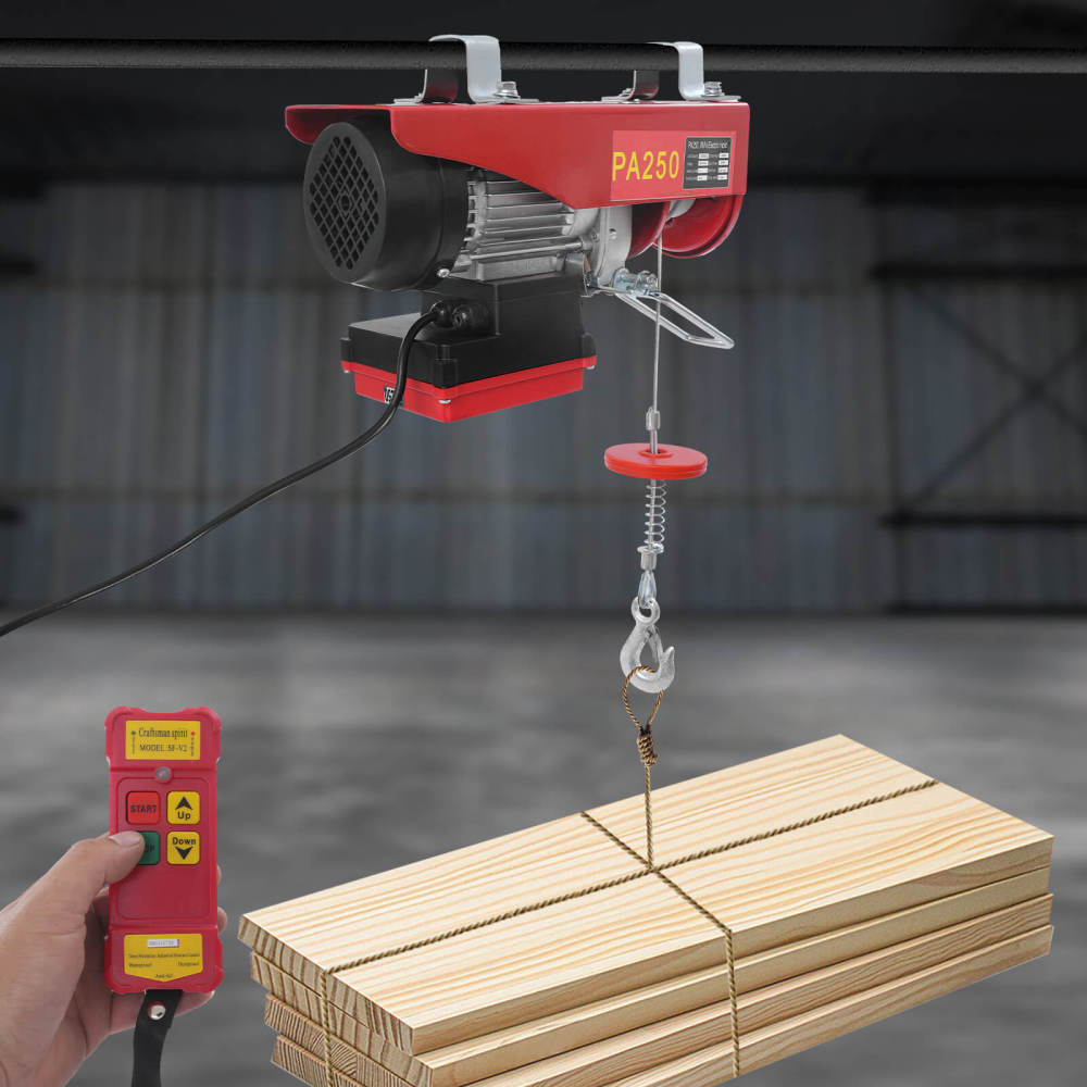 Electric Hoist 250kg with Wireless Remote Control 12m Wire Rope (with 2 ...